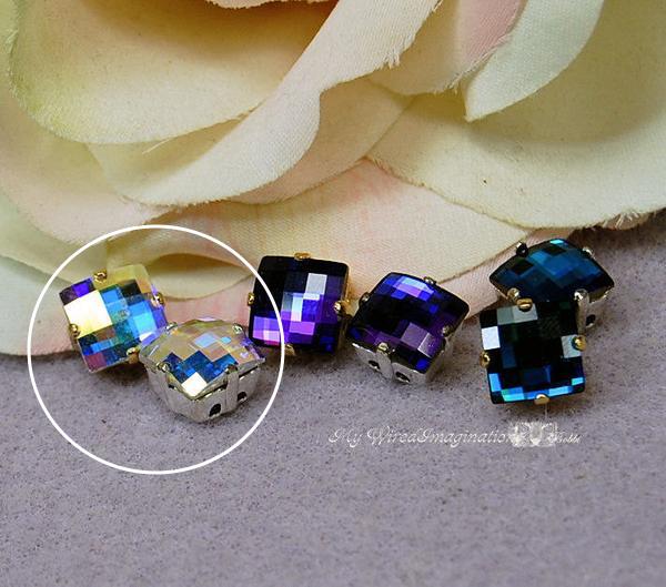 Vintage Swarovski Crystal, 8mm Square Checkerboard, Crystal AB Bermuda ...