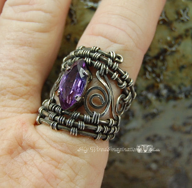 Alexandrite Wire Woven Filigree Ring, Wire Wrapped In Sterling and Fin ...